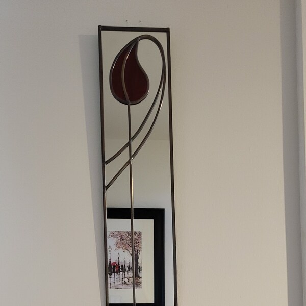 Art Deco Chicago Large Mirror Over Mantel Stained Glass Style 91x61cm ...