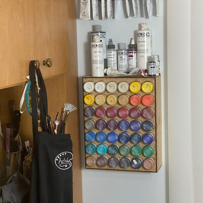 Wood Paint Bottle Rack Organizer for 4oz Golden Paints Wall - Etsy