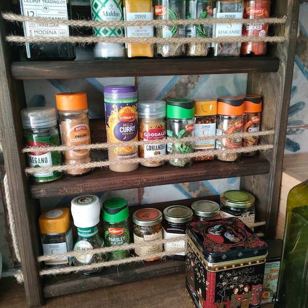 Rustic Reclaimed Wood Spice Rack: Wall Mounted Kitchen Storage - Etsy