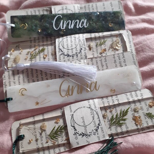 Pink Marbled Resin Bookmark Personalised Resin Bookmark Marble ...