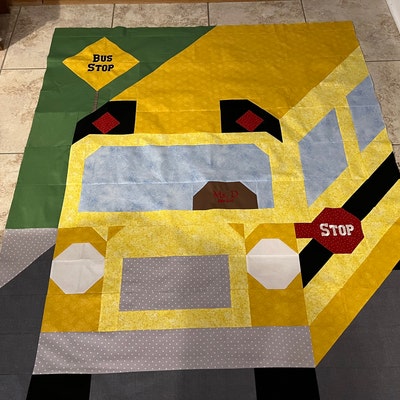 School Bus Quilt Pattern, Multiple Sizes: Wall to Lap, Bus Driver ...