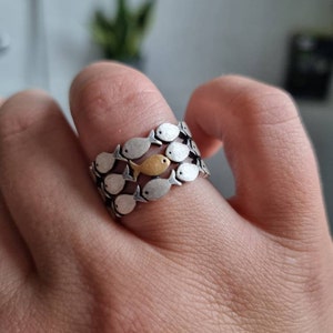 Swimming Against the Current. Sterling Adjustable Ring. School - Etsy