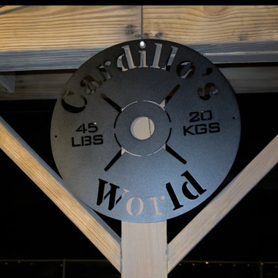Gym Weight Plate Monogram, Personalized Home Gym Sign, Custom Metal ...