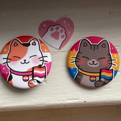 Purr-ide Buttons Pride Cat Pinback Buttons LGBTQ, Gay, Lesbian, Trans ...