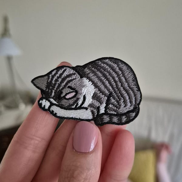 Sleeping Cat Patch, Choices of 6 Design, Embroidered Iron on Sewing on ...