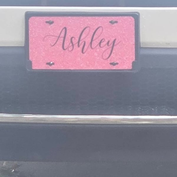 Hot Pink Glitter (effect) Personalized License Plate and Accessories ...