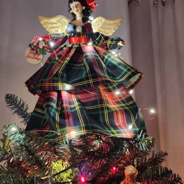 Christmas Angel Treetopper, African American White and Silver Angel for ...