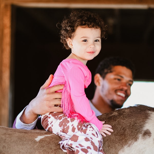 Cow Girl Birthday Outfit, Rodeo Fringe Bodysuit for Girl, Leotard With ...