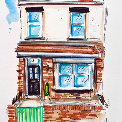 Custom House Portrait, Hand Painted House, Housewarming Gift, First ...