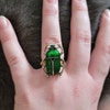 Green Beetle Ring Women's Big Ring With Scarab Cicada Jewelry Enamel ...