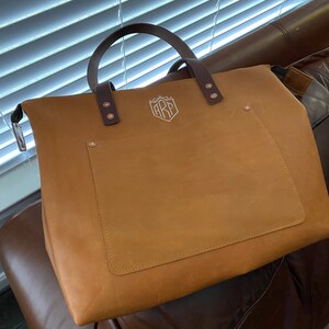Monogrammed Leather Tote Bag for Women Valentine Gift Large Monogram ...