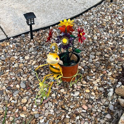 Discounted Flawed Handcrafted Vibrant Small Metal Flower Bouquet Yard ...