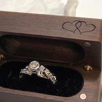 Flip Wood Ring Box Engraved Secret Single Ring Engagement Ring Box ...