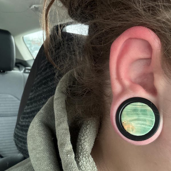 Organic Ear Plugs With Green Wood Inlay Wooden Green Gauges 10 12 14mm ...