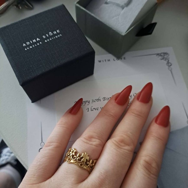 Gold Crown Ring, Vintage Gold Ring, Handmade Gold Ring, Queen Crown ...