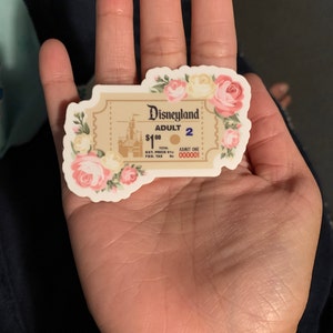 Disneyland Admission Ticket Sticker/ Retro Floral Disney Laptop ...