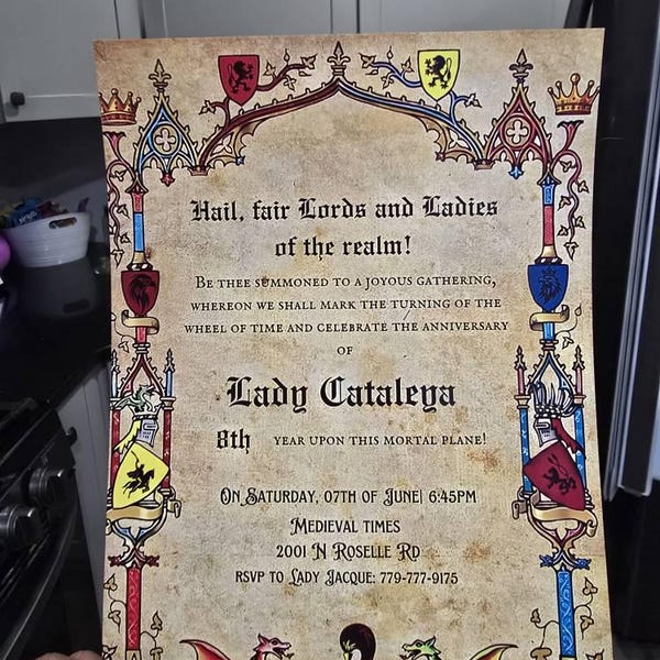 Medieval Invite, Medieval Party Invite, Medieval Invite, Medieval ...