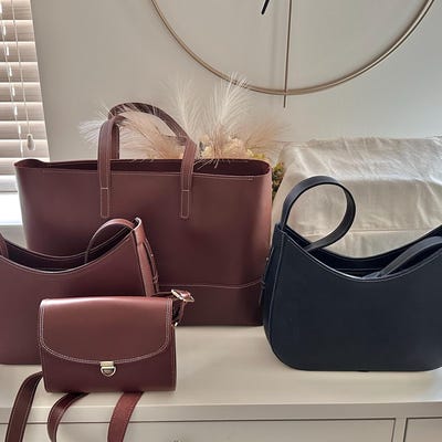 Leather Half-moon Bag, College Bag for Women, Shoulder Bag Minimal ...