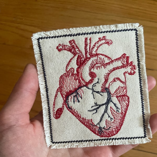 Anatomical Heart Embroidered Patch Canvas Patch - Vintage Style - Etsy