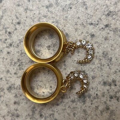 Hecate Moons Ear Weights Black Steel Crescent Moon Hangers Pair Ear ...