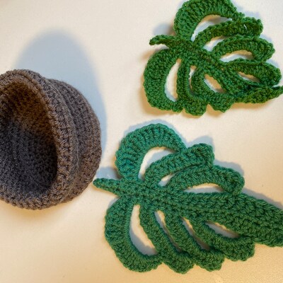 Monstera Leaf Coasters Crochet Pattern, Video Tutorial and PDF Download ...