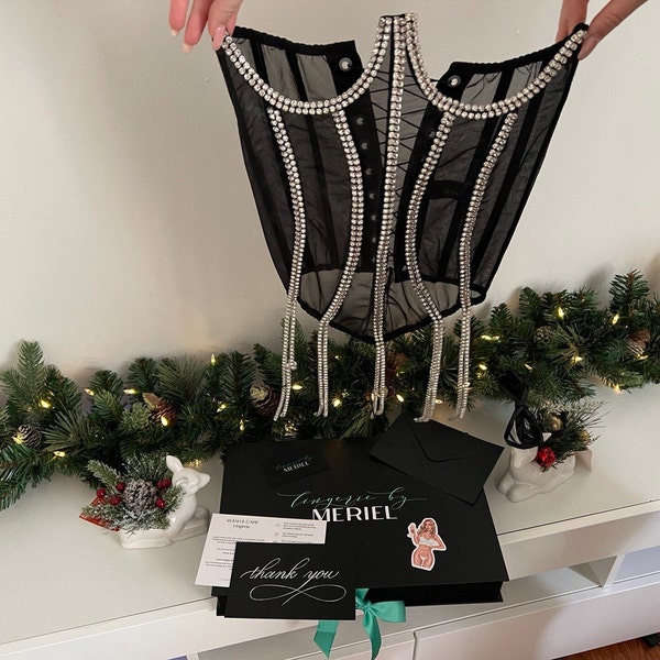 Crystal — Bra & Bottoms Lingerie Set in White — Rhinestone Intimates ...