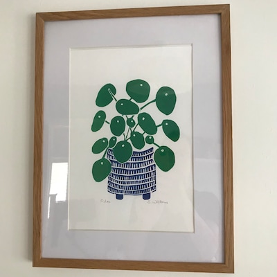 Landscape, Lino Print, Original Art, Reflections, Frensham Ponds ...