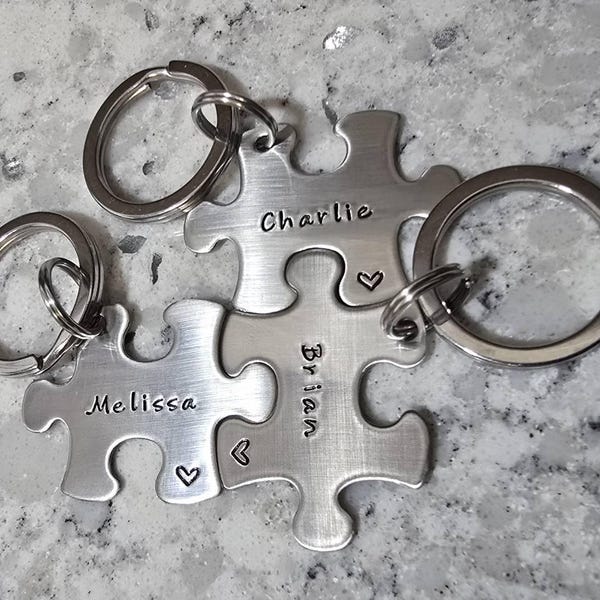 Customized Puzzle Piece Key Chain Personalized With Names Best Friends ...