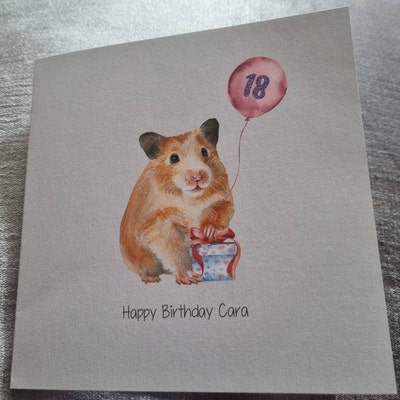 Hamster Birthday Card. Choose Pink or Blue Version. Personalised. Add ...