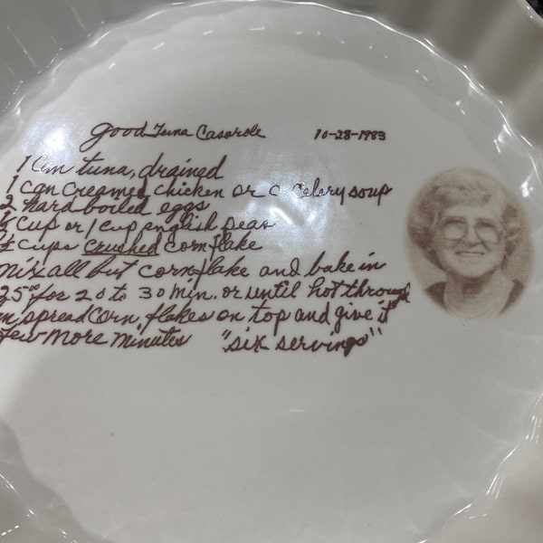 Oven Safe Pie Pan With Your Loved Ones Actual Handwritten Recipe on ...