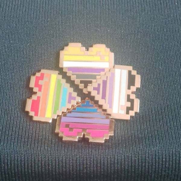 Asexual Pixel Pride Heart Pins — Subtle Flag Badge Love Gift Button ...