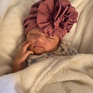 Baby Turban Hat, Baby Girl Turban, FLOWER Baby Turban,baby Stretchy Hat ...