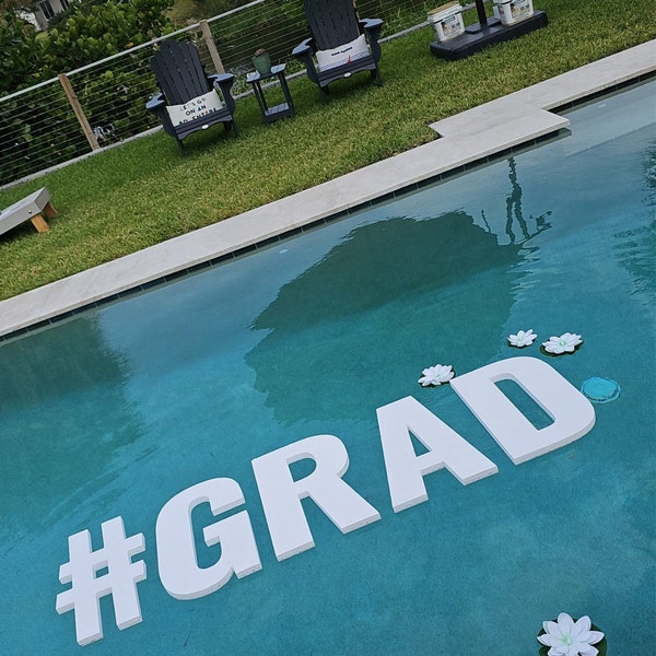 GRAD Pool Party Décor - Lightweight, Styrofoam Letters That Float in ...
