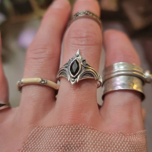 Genuine Black Onyx Ring* Handmade Gothic Black Onyx Ring* Unique Gift ...