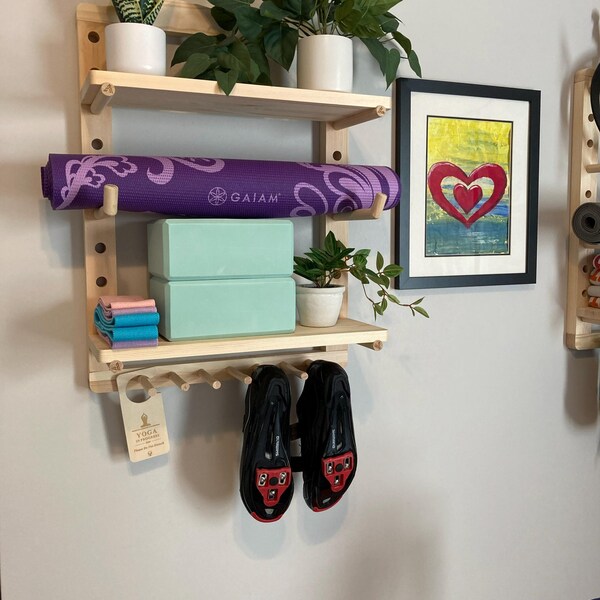 Fully Adjustable Yoga Mat Holder Shelf Home Gym Wall Organizer; Home ...