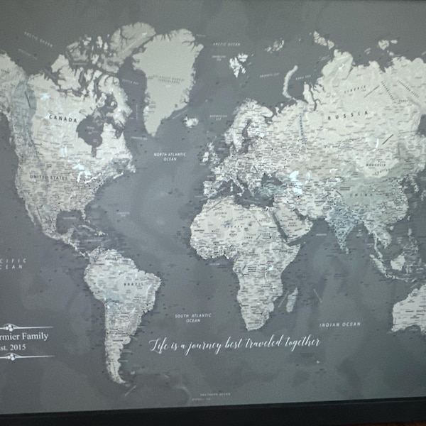 Magnetic Travel Tracker World Map: Personalized Push Pin Board - Etsy