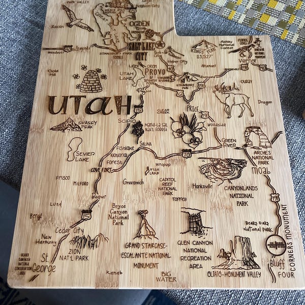 Mississippi Cutting Board | Landmarks and Destinations | State Shaped ...