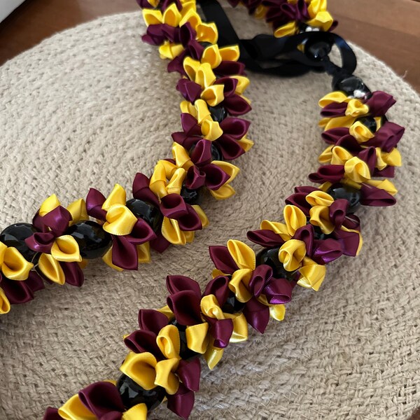 Toropical Flower Hawaiian Ribbon Lei,graduation Lei,anniversary Lei ...