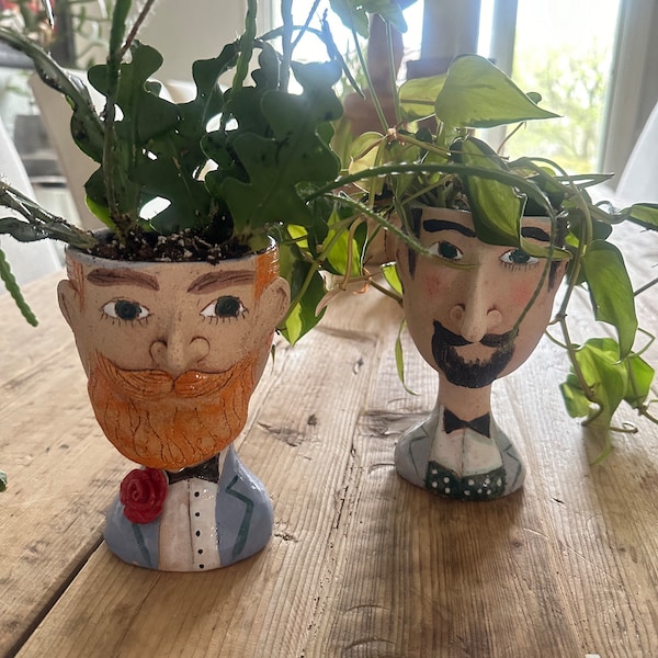 Lady Face Planter Pot, Vintage Interior Female Head Mini Vase, Desk ...