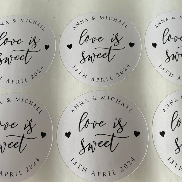 A Sweet Thank You Personalised Wedding Stickers, Custom Wedding Favour ...