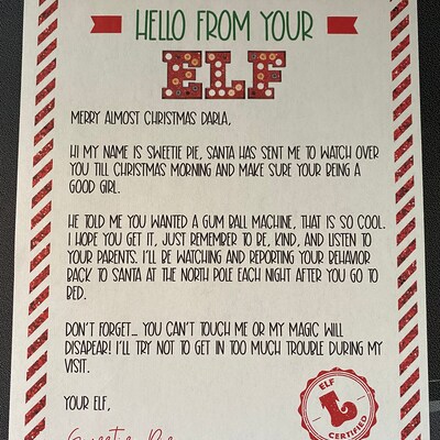 EDITABLE ELF Letter, Hello From Your Elf, Elf Arrival Letter,elf ...