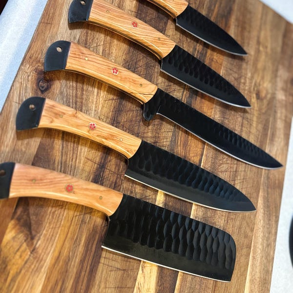Handmade Damascus Cheese Knife Set of 5 Pcs With Olivewood Handle ...