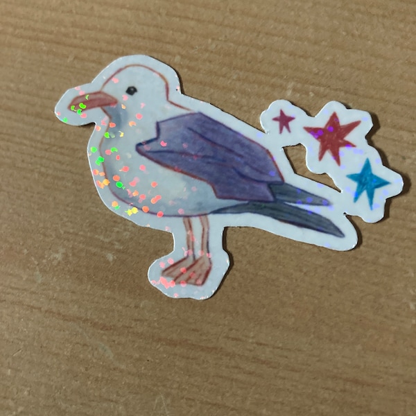 Seagull Sticker | Holographic Seagull Sticker | Silly Seagull Sticker ...