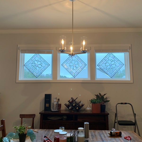 Vintage Look Stained Glass Window Panel, Textured & Beveled Glass ...