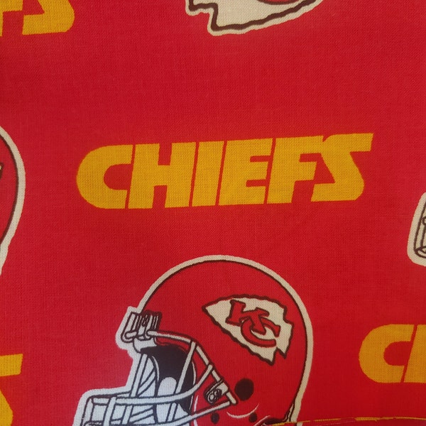 NFL Football Kansas City Chiefs on Red Woven Cotton Fabric Priced by ...