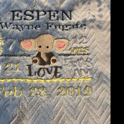 Elephant Birth Announcement Embroidery Design Birth Template Machine ...