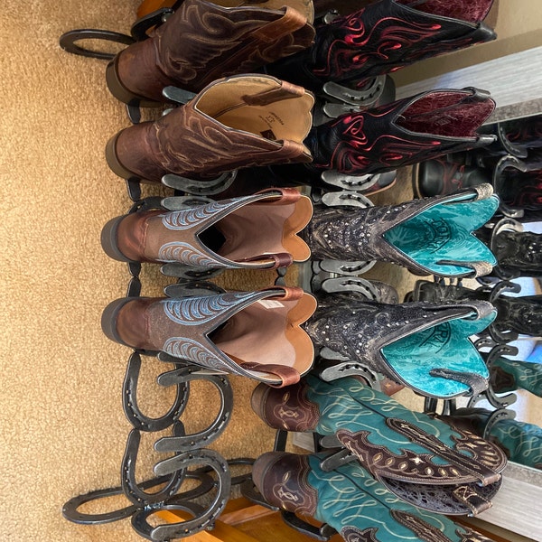 Boot Rack, Horseshoe Decor, Boot Organizer, 6 Pairs of Boots, Horseshoe ...