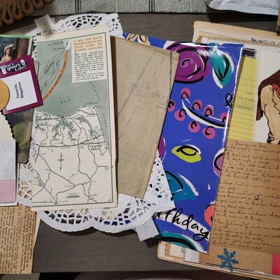 50 Pieces of Vintage Paper Ephemera Pack, Postcards Envelopes, Stamps ...
