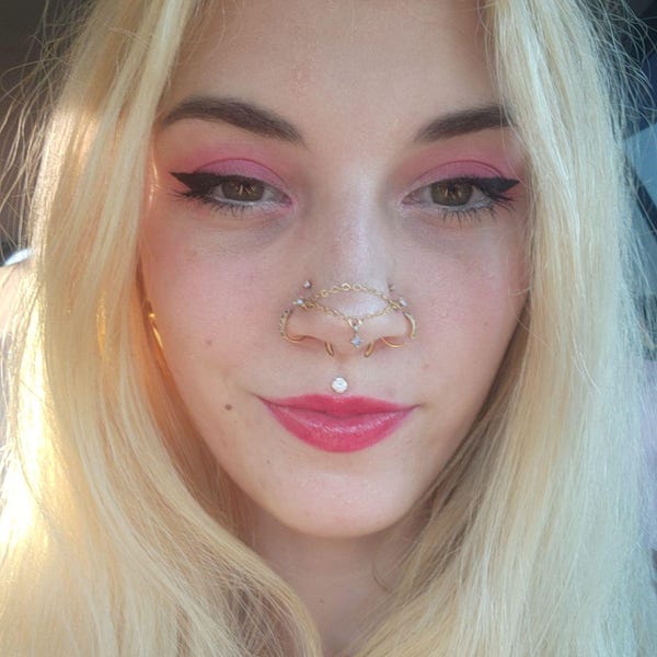 Nose Chain 14k Gold Filled, Custom Size Chain to Connect Double Nose ...