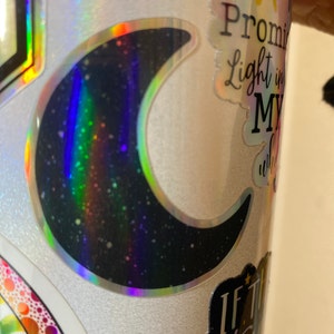 Moon Sticker Galaxy Sticker Holographic Sticker Laptop - Etsy